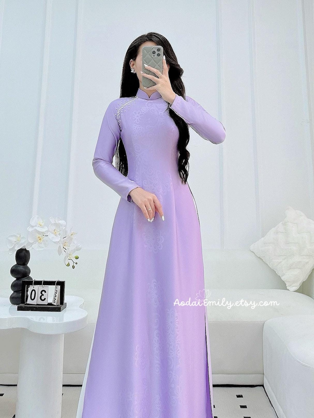 RYLIE Purple Ao Dai With Simple Crystals Rhinestones| áo Dài Vietnam ...