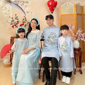 Matching Family Spring Birds Ao Dai Set| Pre-made Ao Dai for Lunar New ...