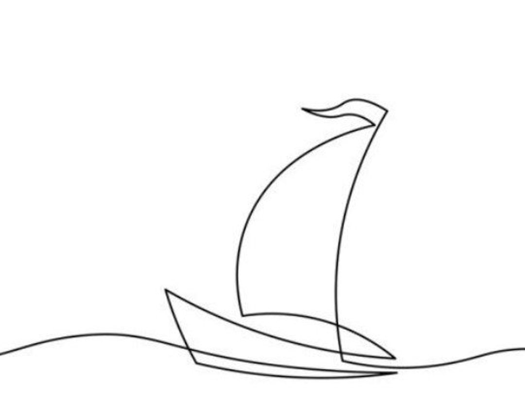 Single Continuous Line Art Sea Boat Icon. Yacht Travel Tourism Concept ...