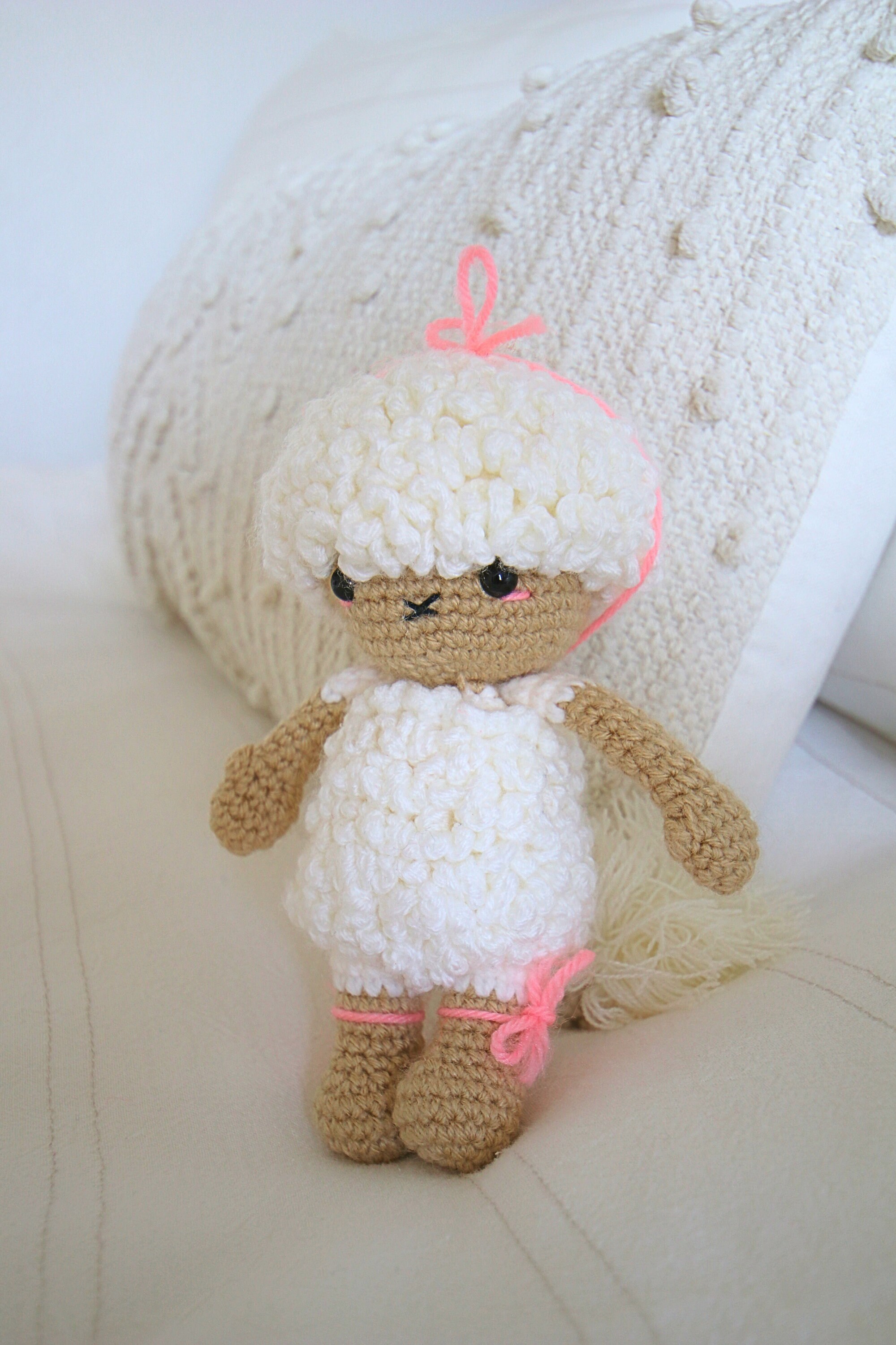 Adorable Crochet Sheep Rattle With Bow Crochet Sheep With Bow Rattles ...