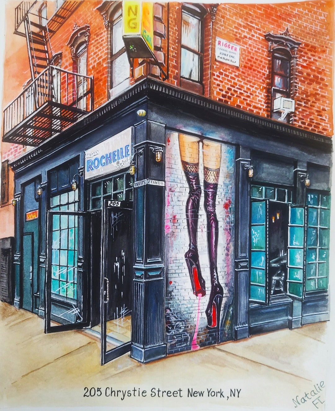 Custom Watercolor Storefront Painting, Hand Drawn Painting From Photo ...
