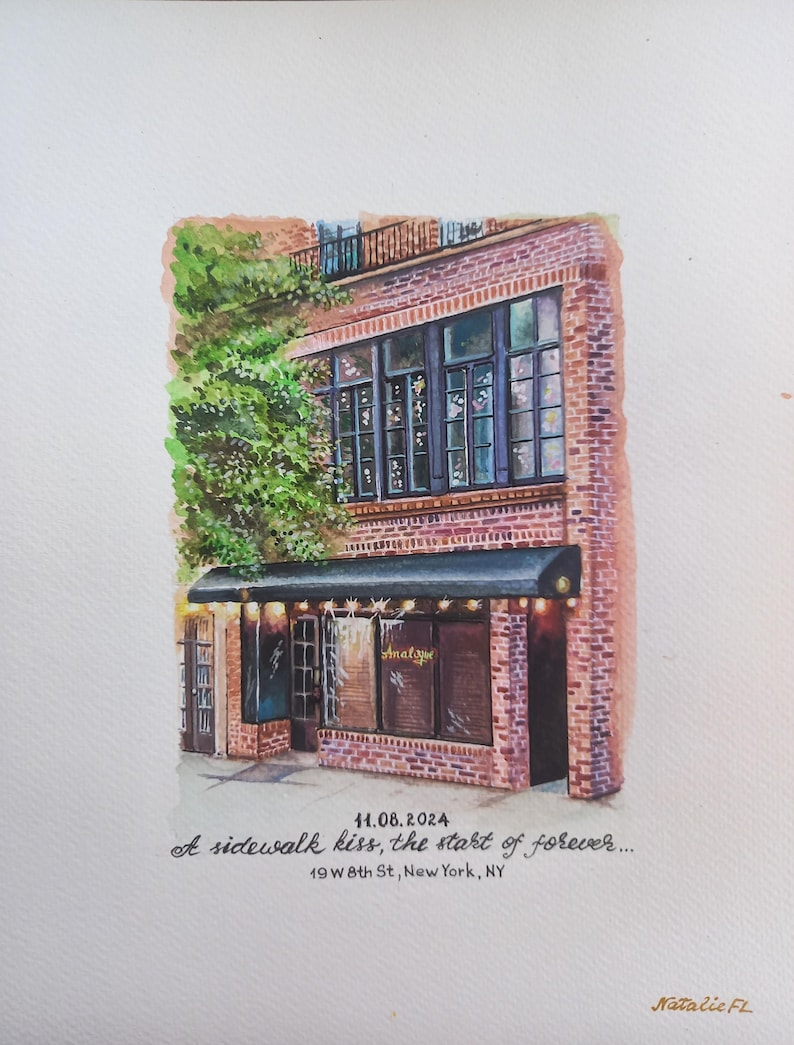 Custom Watercolor Storefront Painting, Hand Drawn Painting From Photo ...