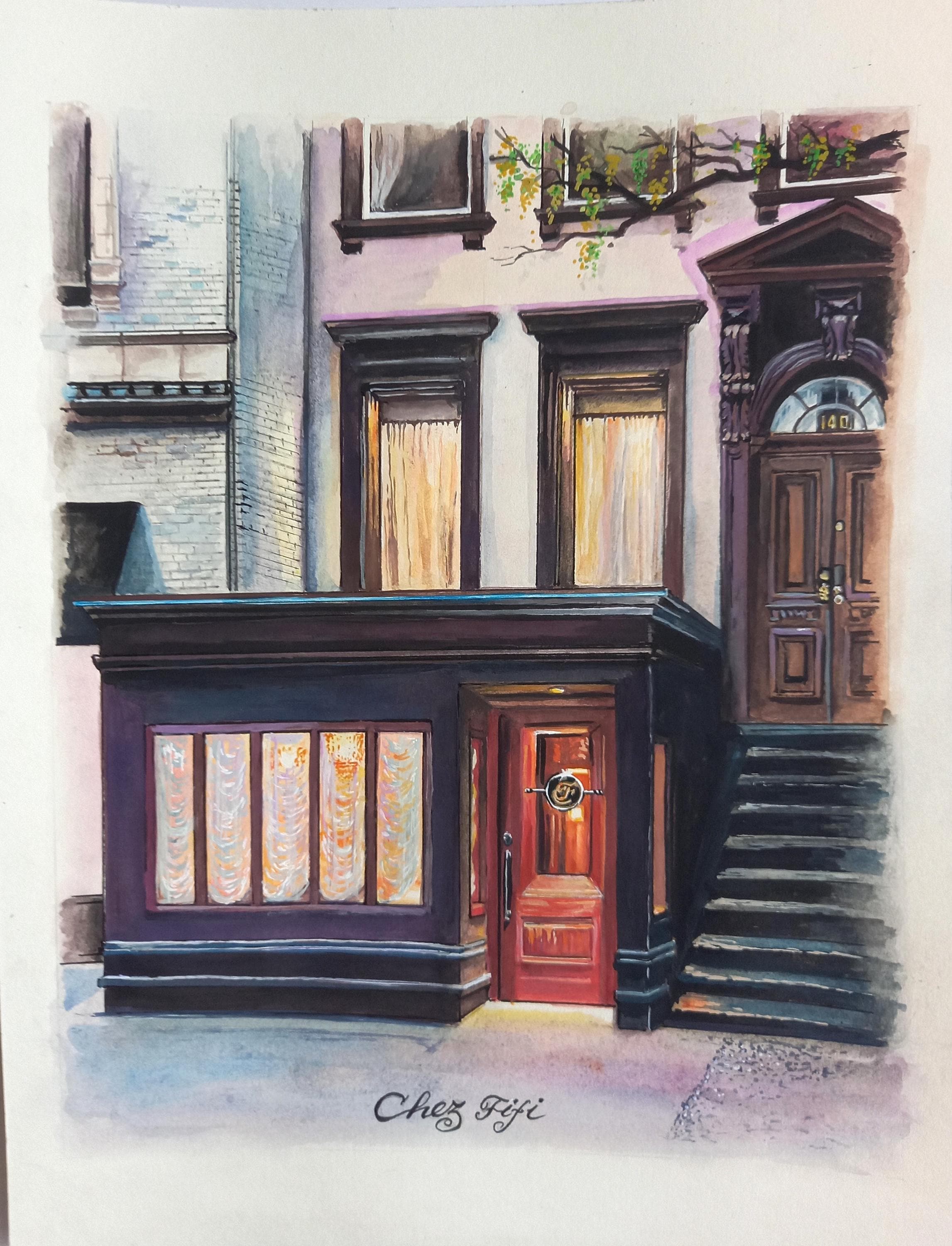 Custom Watercolor Storefront Painting, Hand Drawn Painting From Photo ...