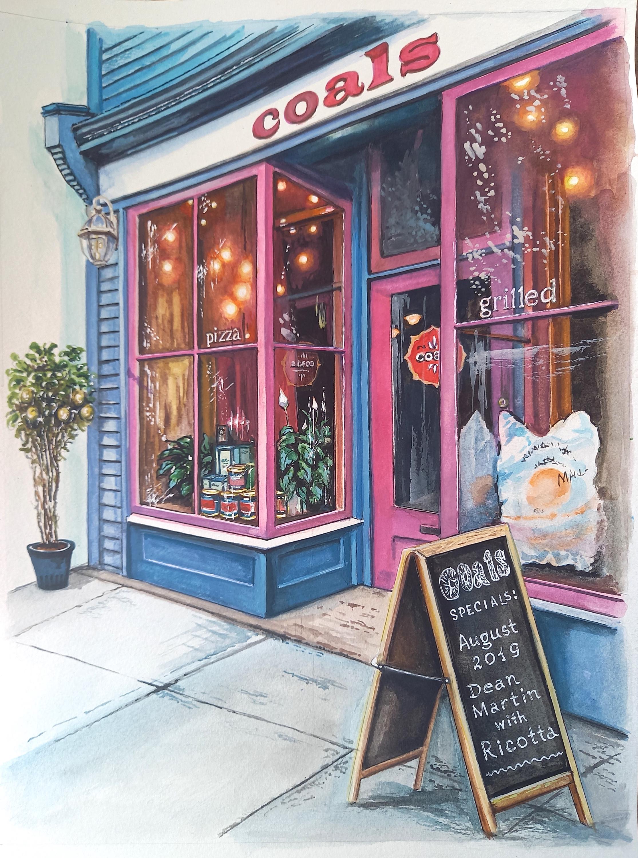 Custom Watercolor Storefront Painting, Hand Drawn Painting From Photo ...