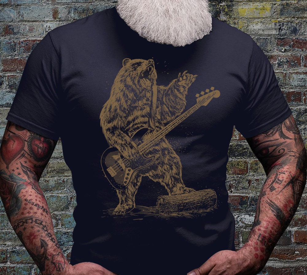 Bassist Grizzly Bear Shirt | Funny Animal T-shirt | Guitarist Tee Gifts ...