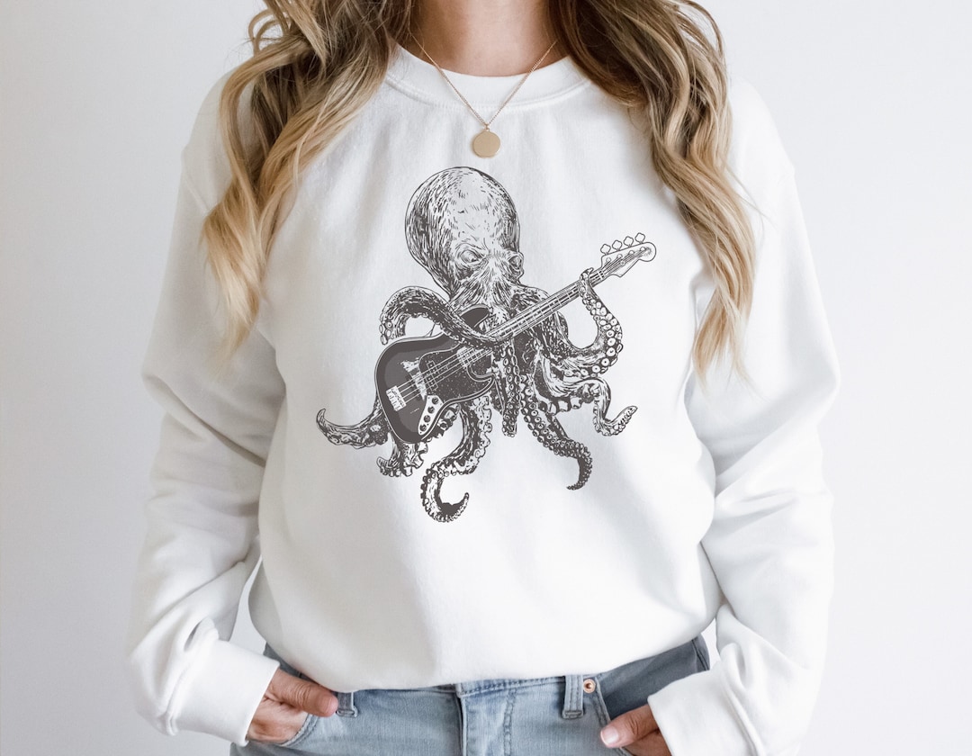 Bassist Octopus Sweatshirt | Bass Player Gift Idea | Cute Animal ...