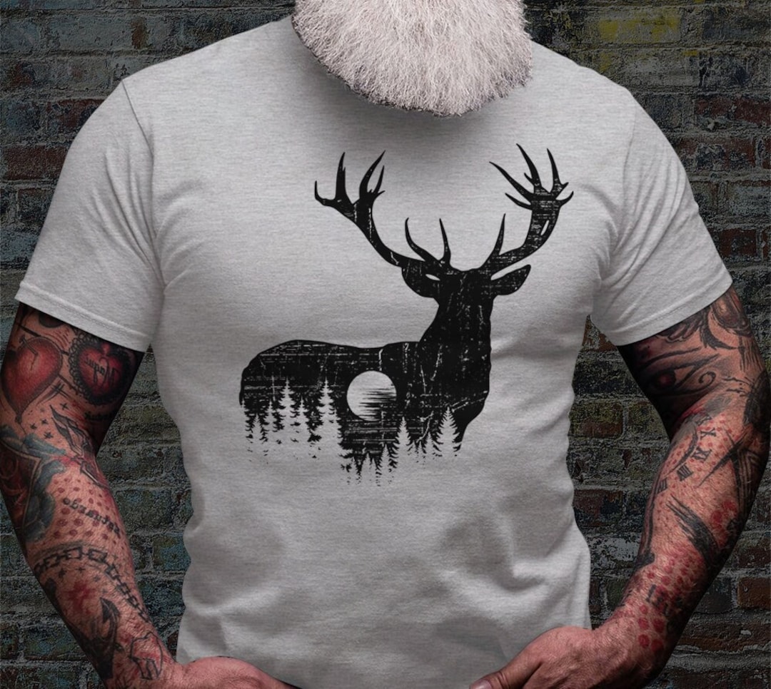 Deer Outdoor Scene Shirt | Antler T-shirt | Hunting Dad Tee Gift Idea ...