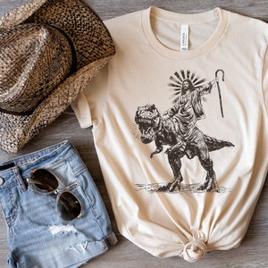Jesus Riding T Rex Dinosaur Shirt | Cool Tee | Jesus T-shirt | Wild ...