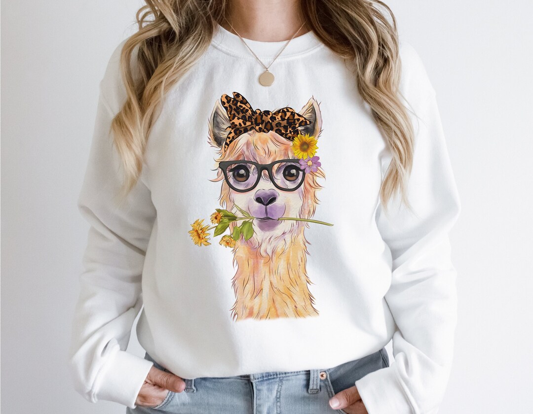 Cute Llama Sweatshirt | Llama Lover Sweater | Animal Crewneck | Zoo ...