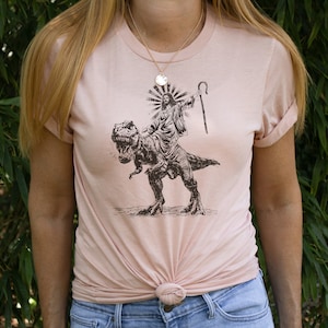 Jesus Riding T Rex Dinosaur Shirt | Cool Tee | Jesus T-shirt | Wild ...