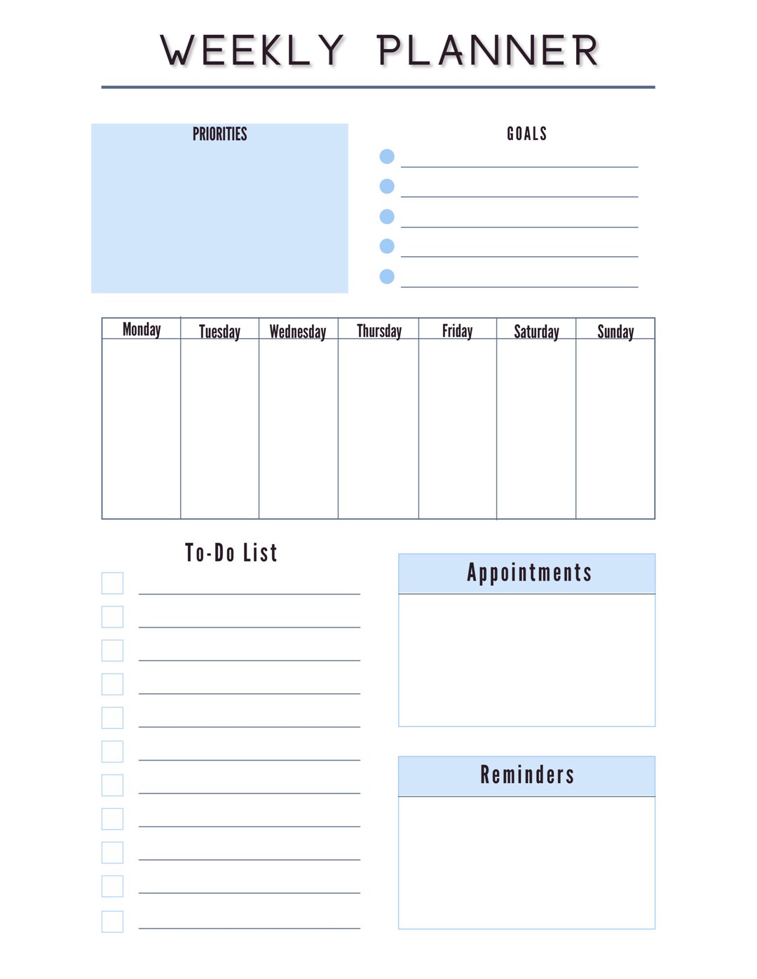 Weekly Planner Printable, To-do List, Take Notes, Digital Download ...