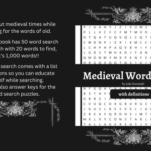 Medieval Word Search Puzzle Pages with Definitions - Etsy