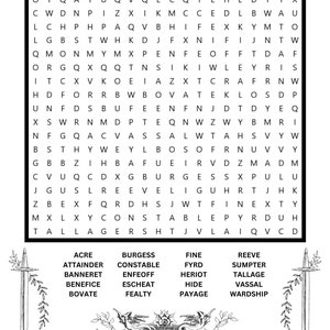 Medieval Word Search Puzzle Pages with Definitions - Etsy