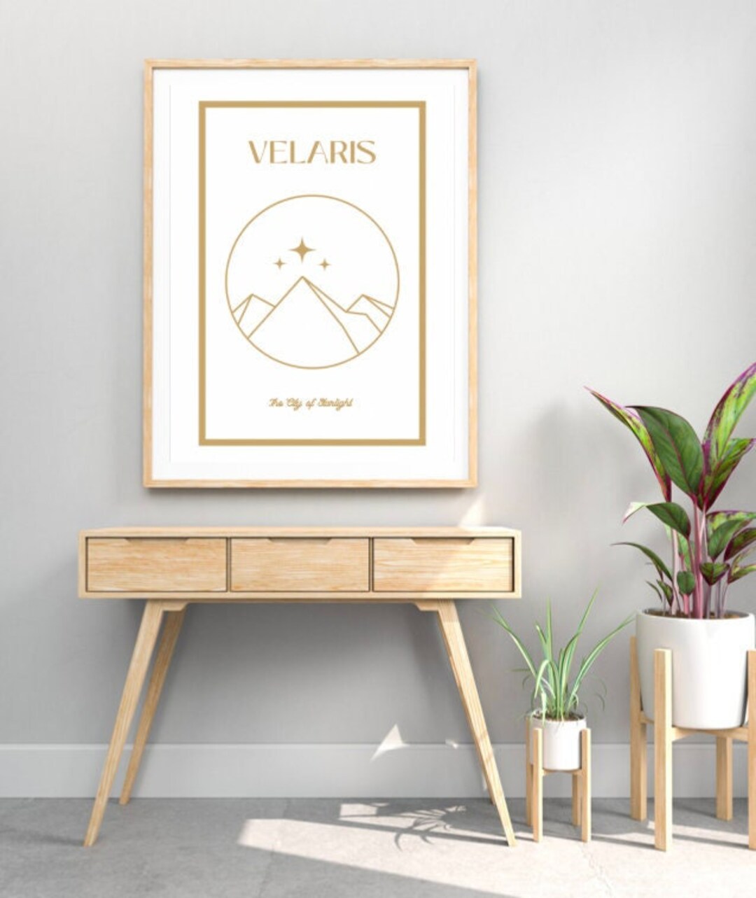 Velaris Art Print - Gold and White - Velaris Fine Line - ACOTAR Art ...