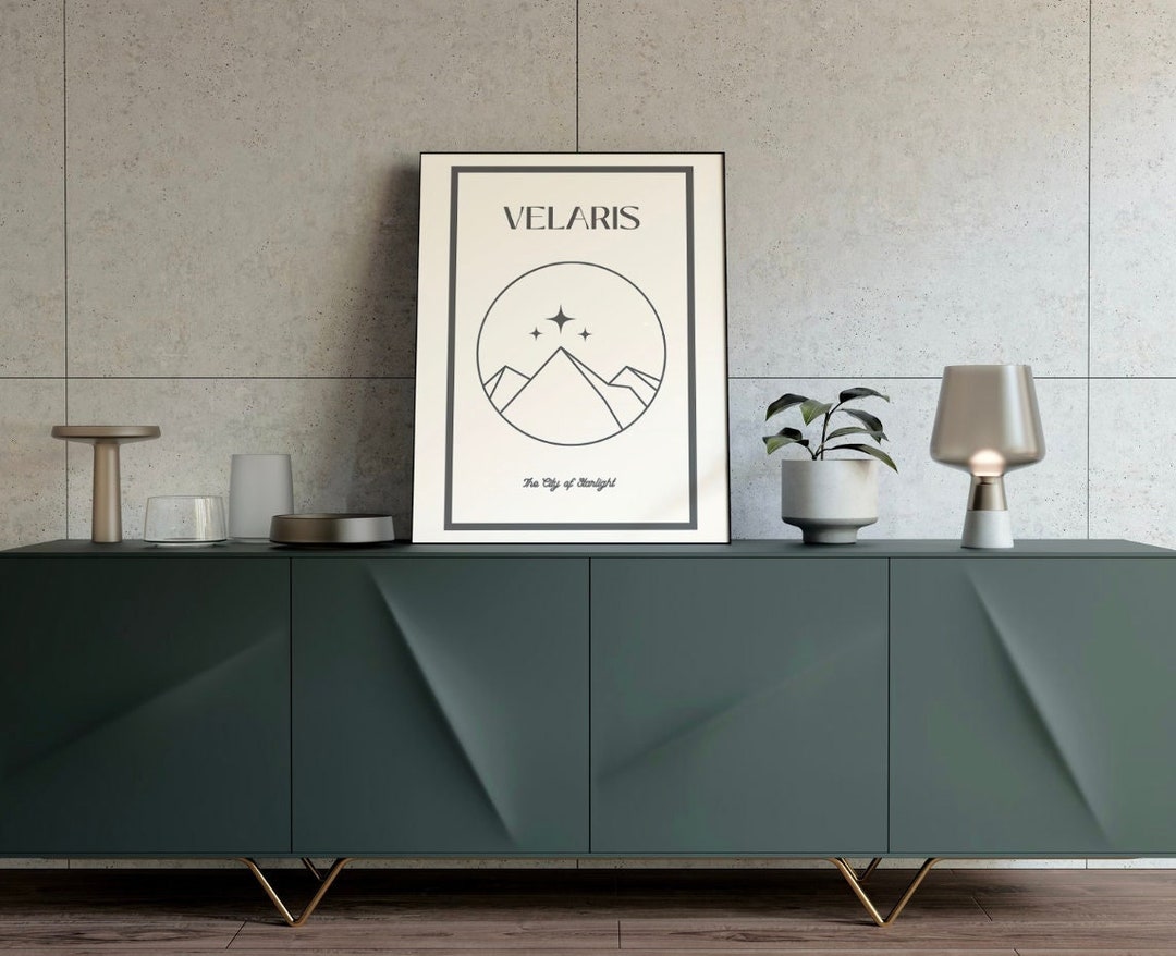 Velaris Art Print - Charcoal and Beige - Velaris Fine Line - ACOTAR Art ...