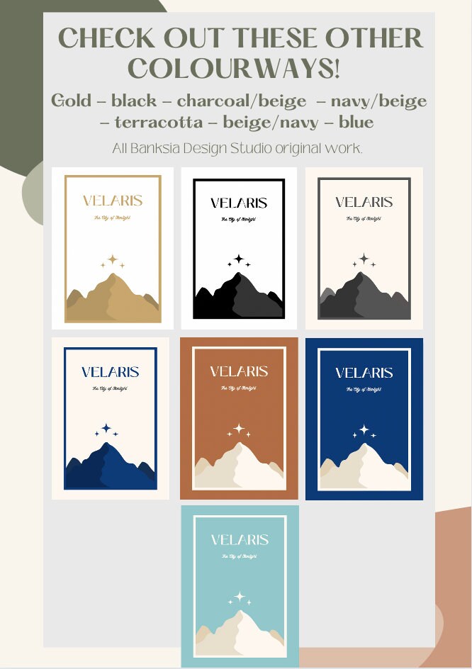 Velaris Art Print Beige and Navy Velaris Fine Line - Etsy