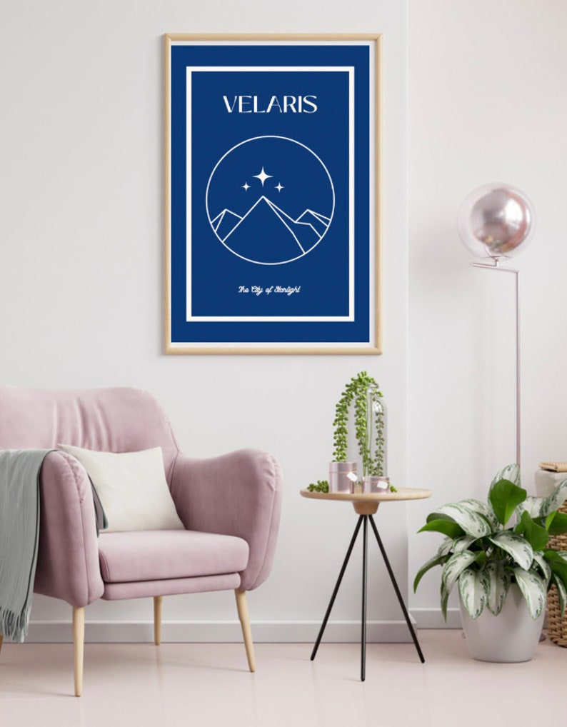 Velaris Art Print Beige and Navy Velaris Fine Line - Etsy