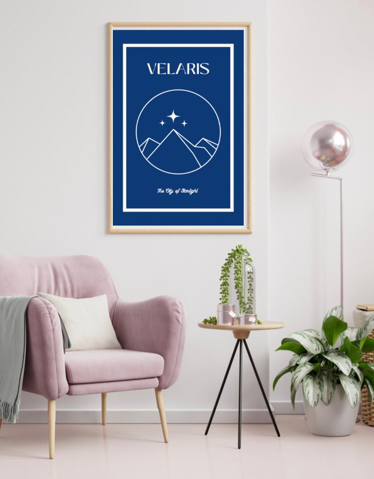 Velaris Art Print Beige and Navy Velaris Fine Line - Etsy