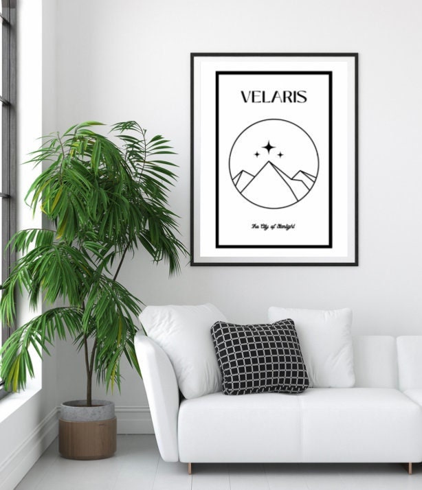 Velaris Art Print - Black and White - Velaris Fine Line - ACOTAR Art ...
