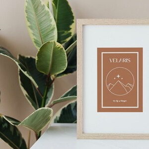 Velaris Art Print - Terracotta - Velaris Fine Line - ACOTAR Art Print ...