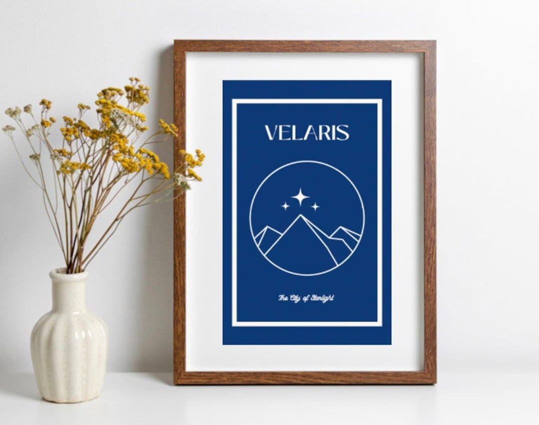 Velaris Art Print - Beige and Navy - Velaris Fine Line - ACOTAR Art ...