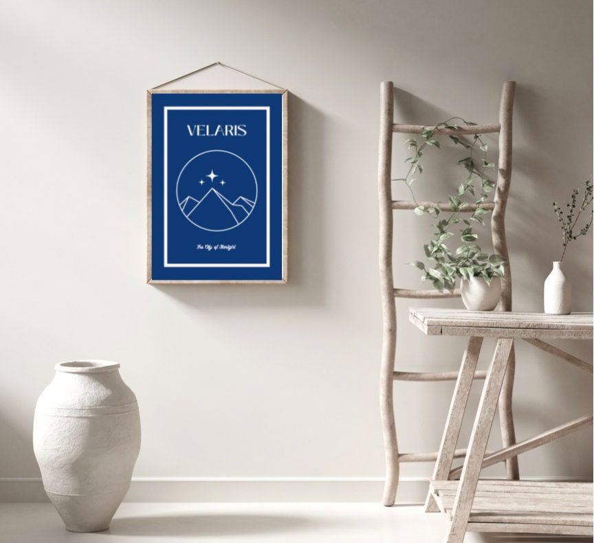 Velaris Art Print Beige and Navy Velaris Fine Line - Etsy