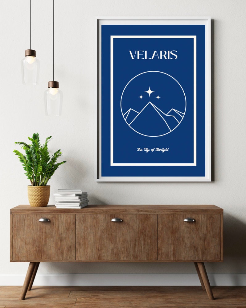 Velaris Art Print Beige and Navy Velaris Fine Line - Etsy