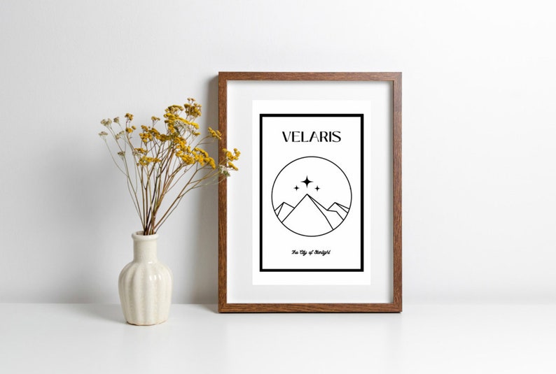Velaris Art Print - Black and White - Velaris Fine Line - ACOTAR Art ...