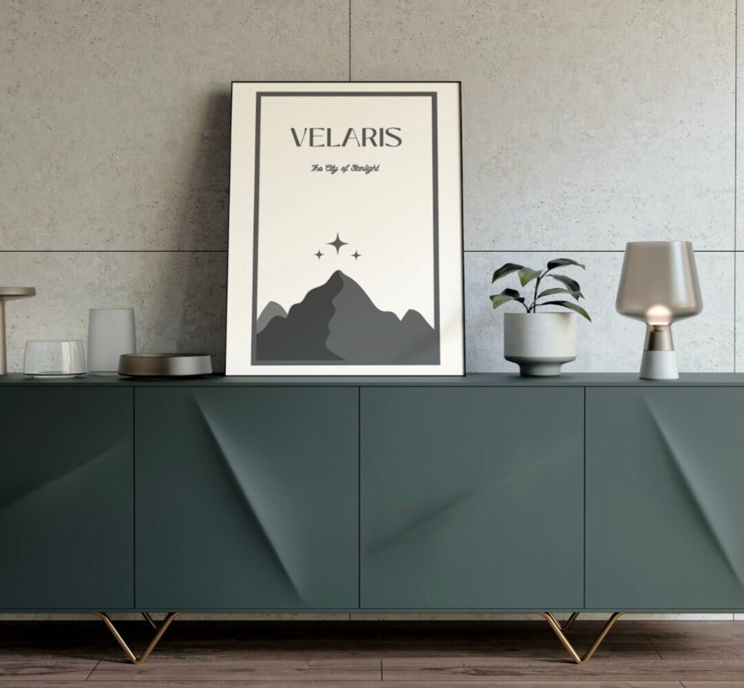 Velaris Art Print - Charcoal and Cream - ACOTAR Art Print - Digital ...