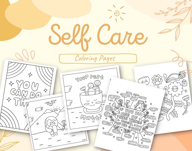 Hand-drawn Self Care Coloring Pages | Printable Coloring Page ...