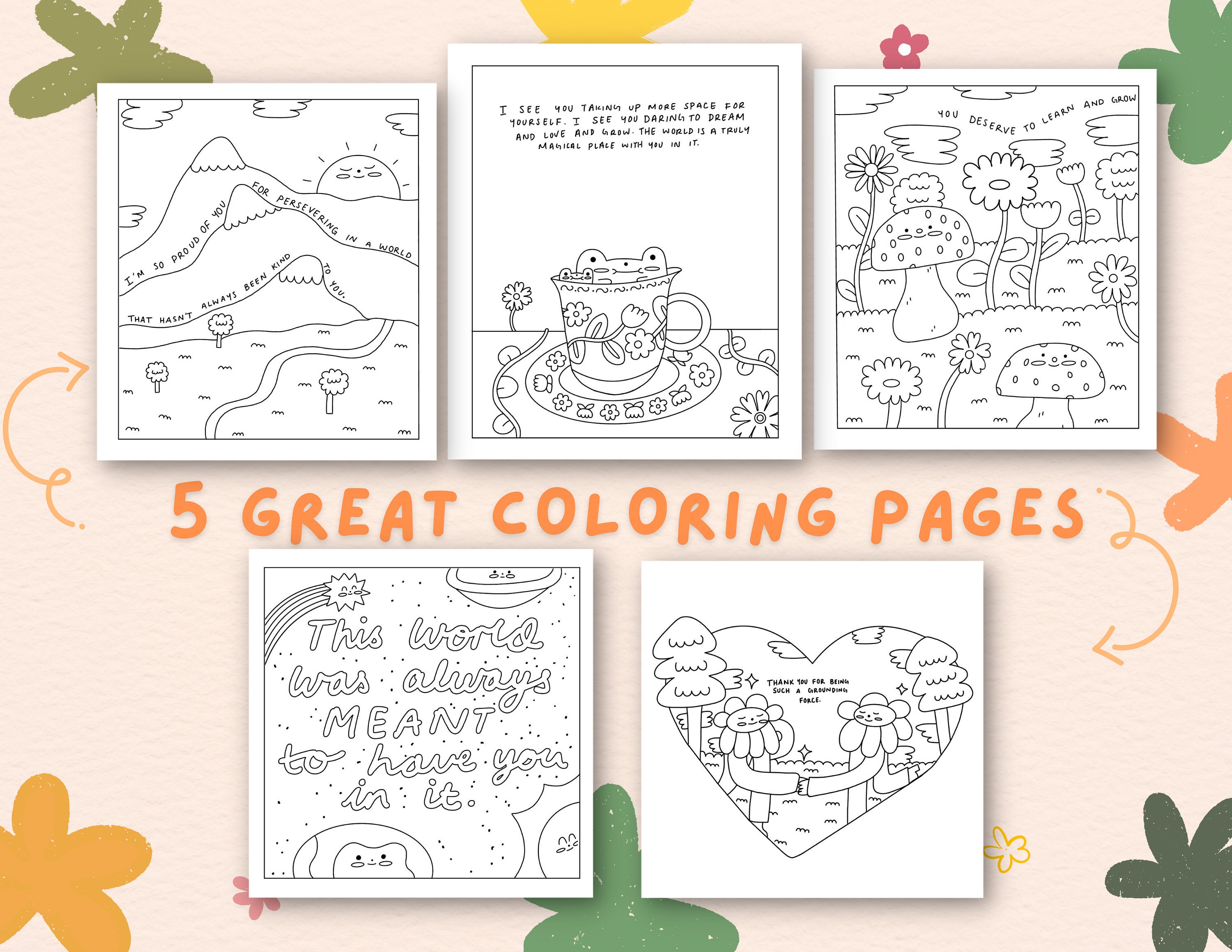 Mindful Messages Coloring Pages Printable Coloring Page - Etsy Canada