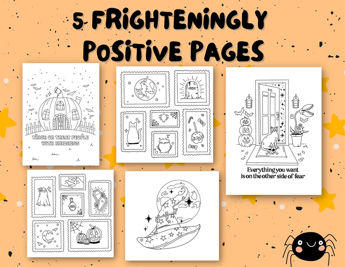 Spooky Self Care Coloring Pages: Halloween Designs (digital Download ...