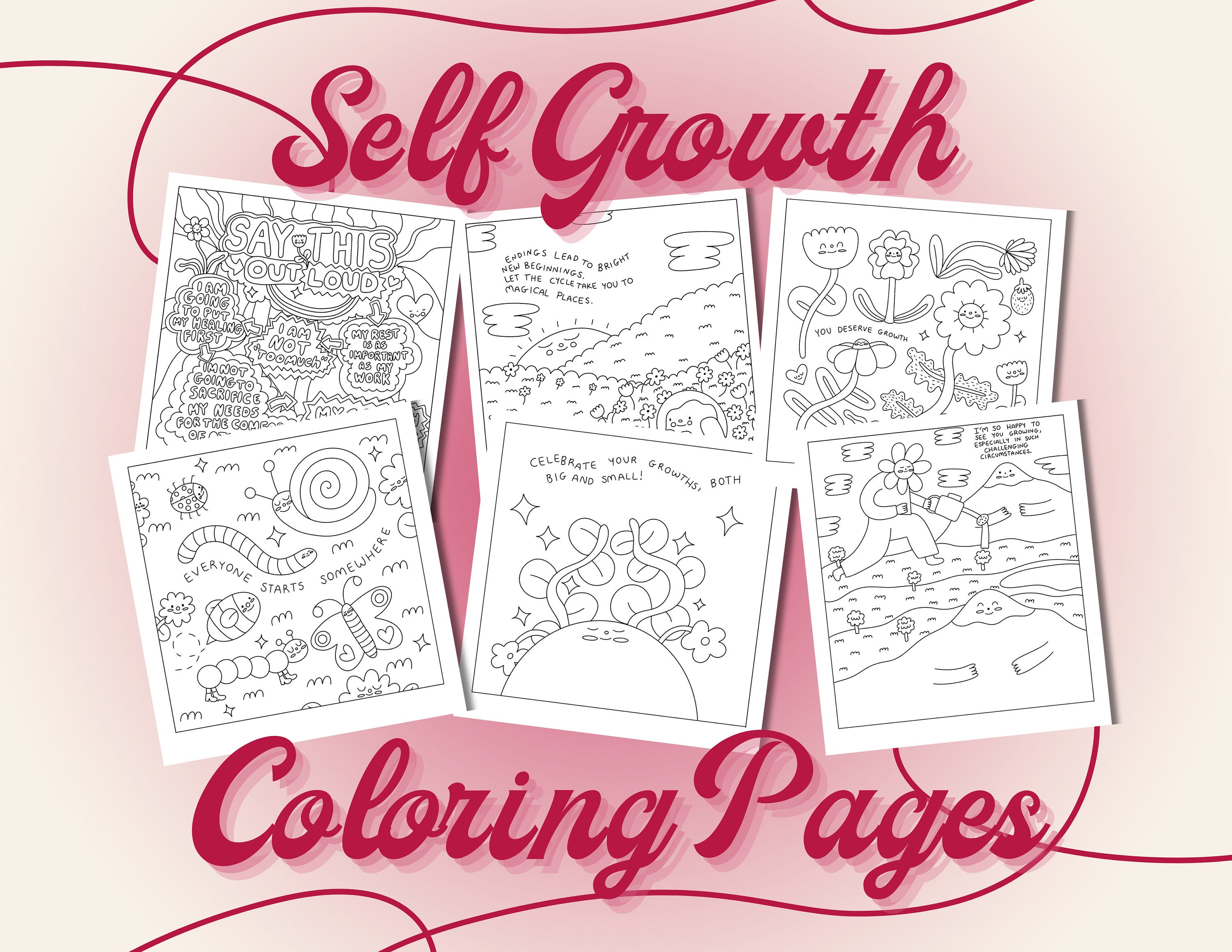 Self Growth Coloring Pages: Mental Health, Inspiration (PDF & PNG) - Etsy