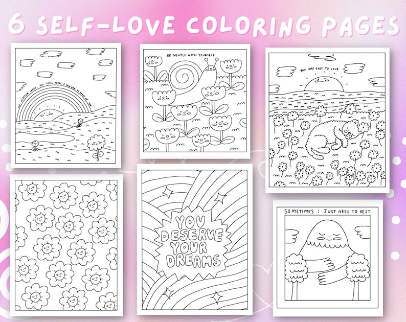 Hand-drawn Self Love Coloring Pages Printable Coloring Page Coloring ...