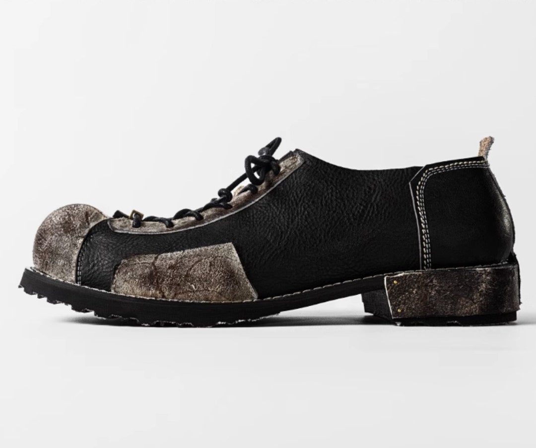 Vintage Inspired Retro Niche Design Horsehide Shoes Low-top Lace-up ...