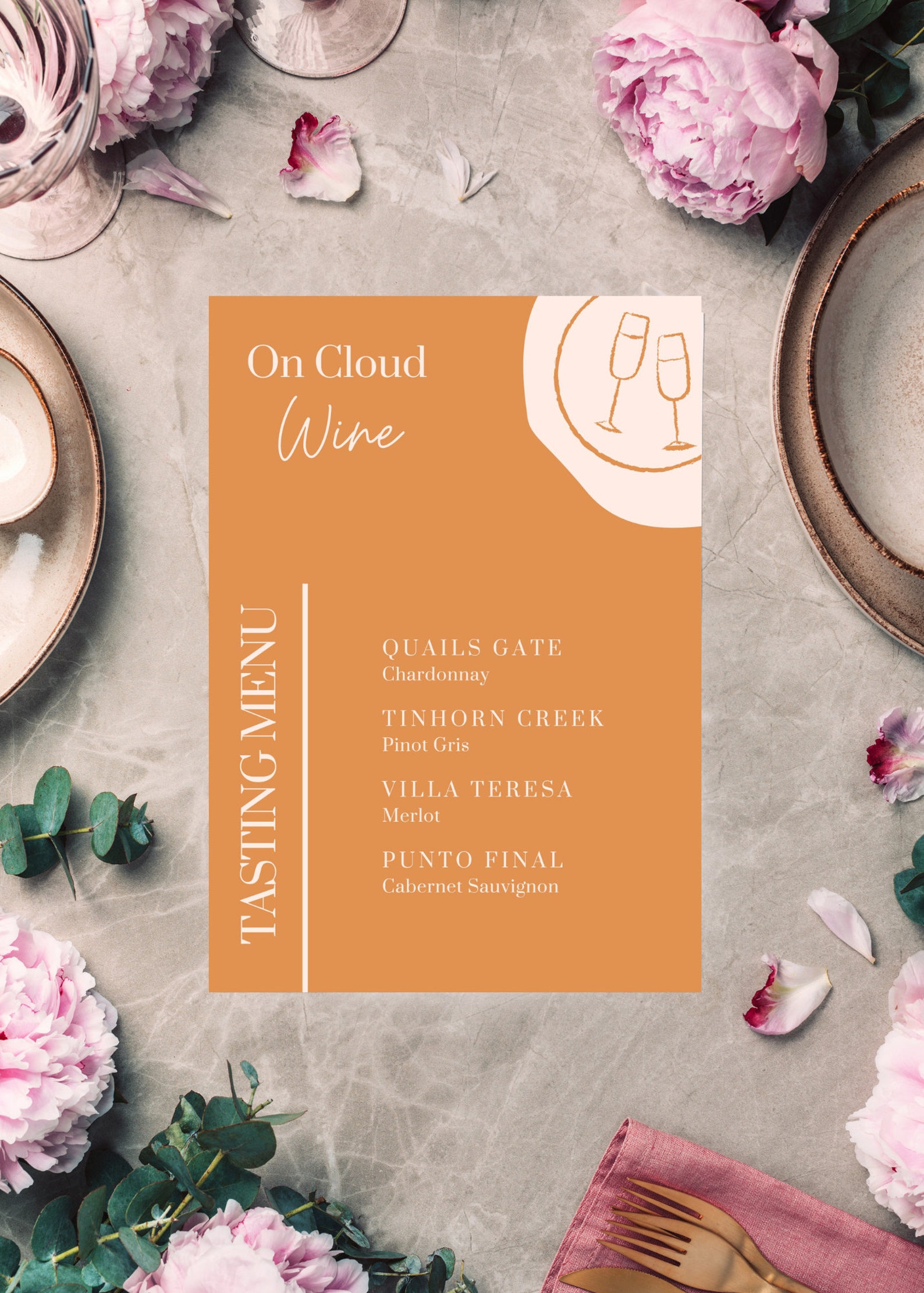 Wine Tasting Menu Card Template, Drink Menu Template (editable ...