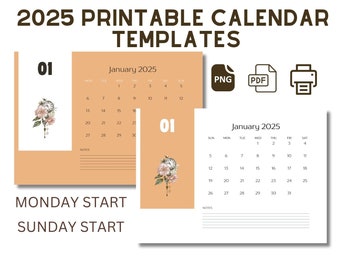 2025 Floral Header Calendar, Flowers Calendar Printable, Instant ...