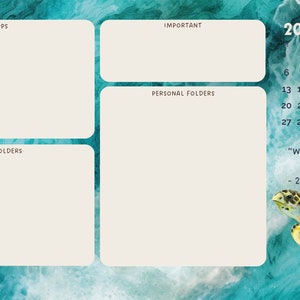 Desktop Wallpaper Organizer With Calendar 2025 Blue Theme - Etsy