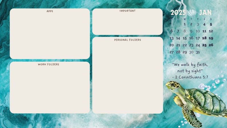 Desktop Wallpaper Organizer With Calendar 2025 Blue Theme - Etsy