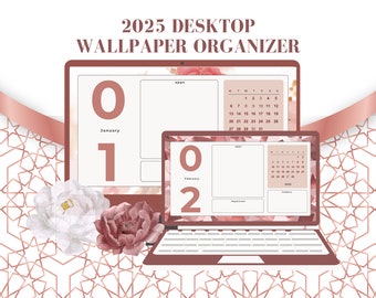 Desktop Wallpaper Organizer With Calendar 2025 Blue Theme - Etsy