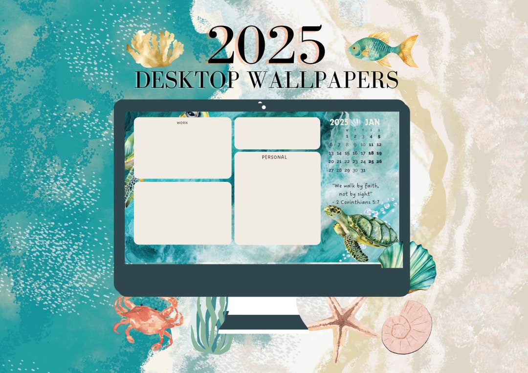 Desktop Wallpaper Organizer With Calendar 2025 Blue Theme - Etsy