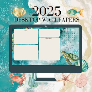 Desktop Wallpaper Organizer With Calendar 2025 Blue Theme - Etsy
