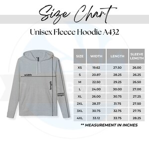 A432 Unisex Fleece Hoodie Size Chart, A432 Fleece Hoodie Care ...