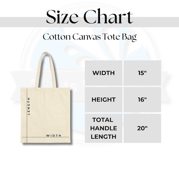 Tote Bag Size Chart - Etsy