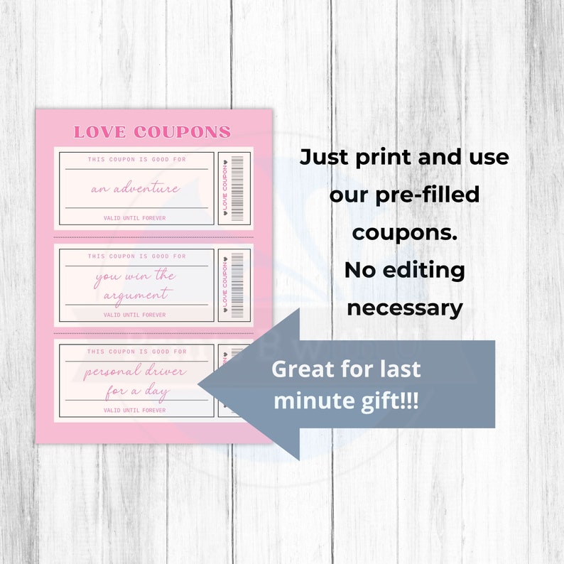 Printable Love Coupons Instant Download PDF Couple Coupon Book ...