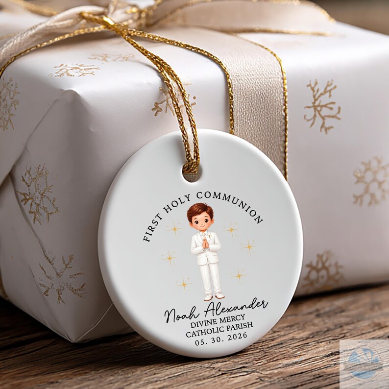 Personalized First Holy Communion Ornament for Boys, Custom Name ...