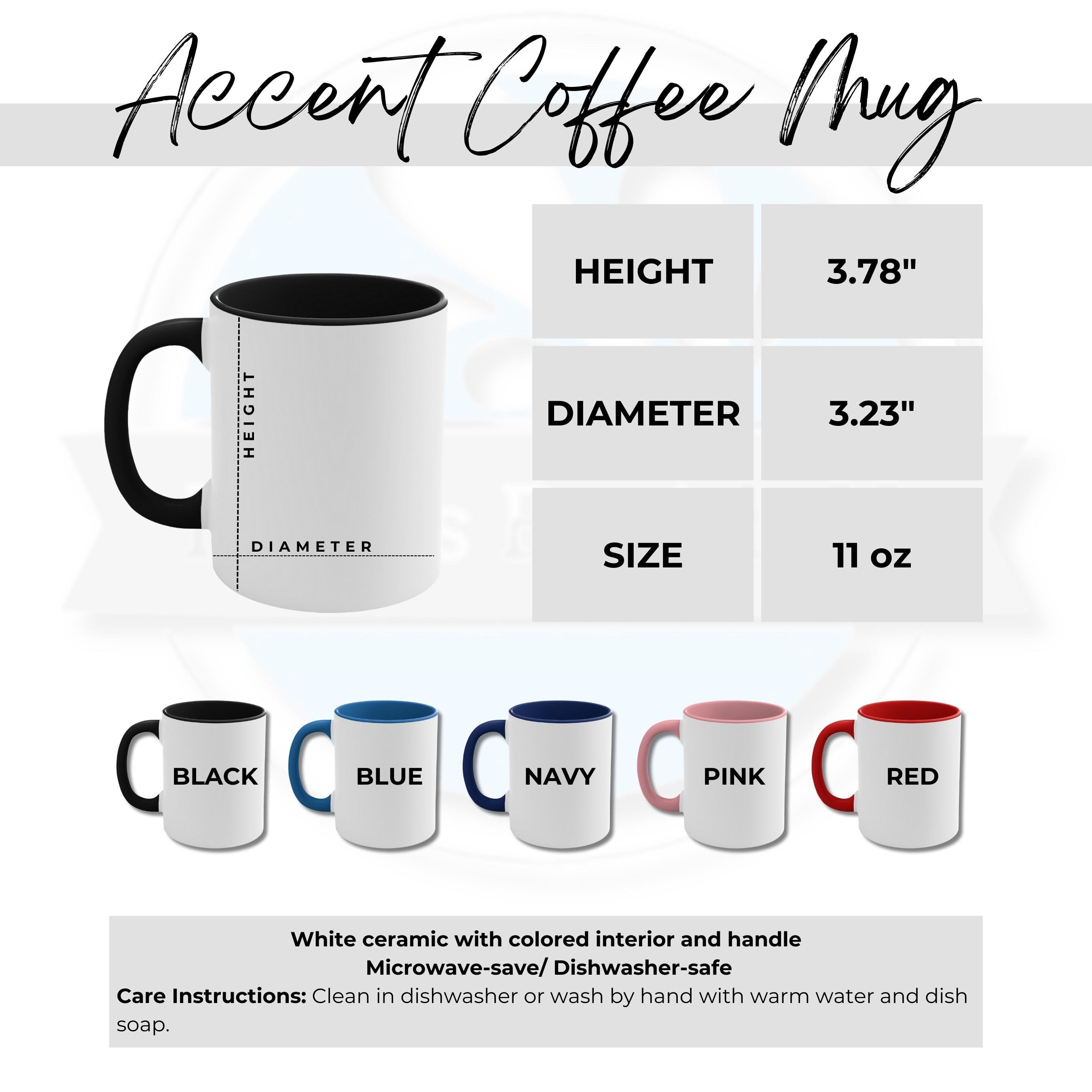Accent Coffee Mug Size Chart, 11 Oz Two-tone Colored Mug Sizing Guide ...
