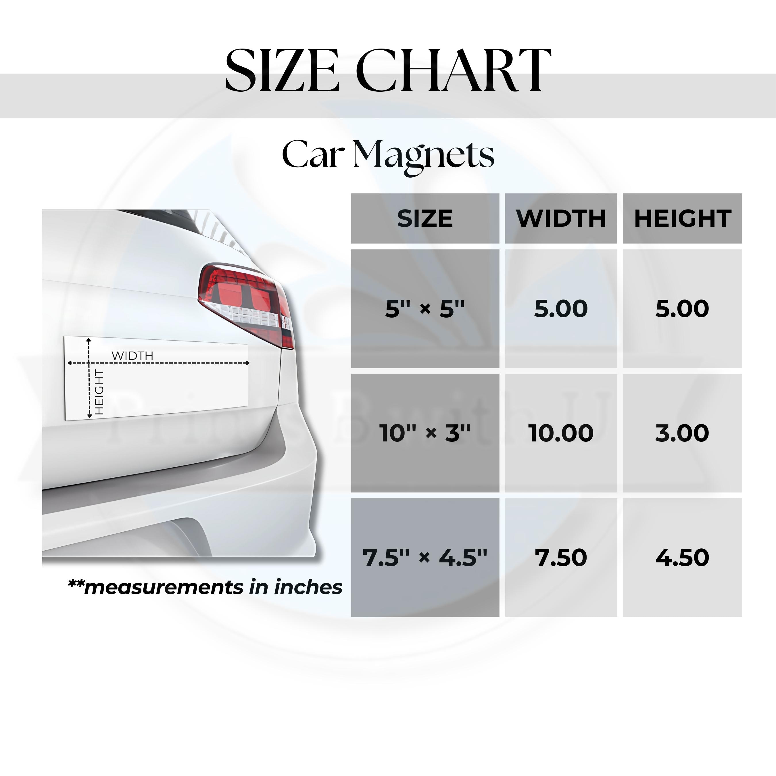 Car Magnets Size Chart, Car Bumper Magnets Sizing Guide, Car Magnet ...