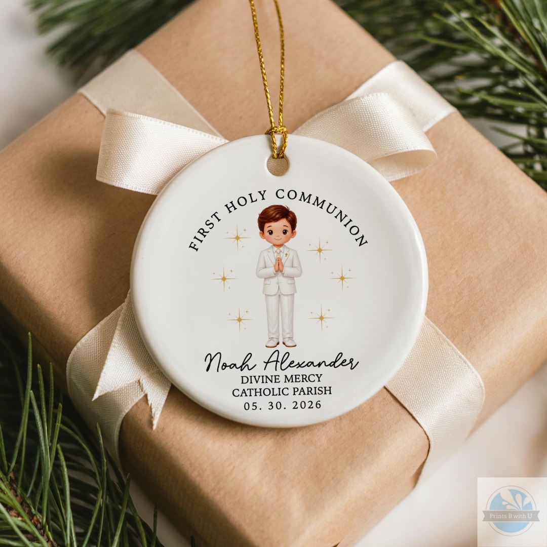 Personalized First Holy Communion Ornament for Boys, Custom Name ...