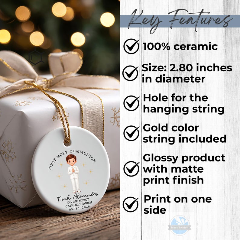 Personalized First Holy Communion Ornament for Boys, Custom Name ...